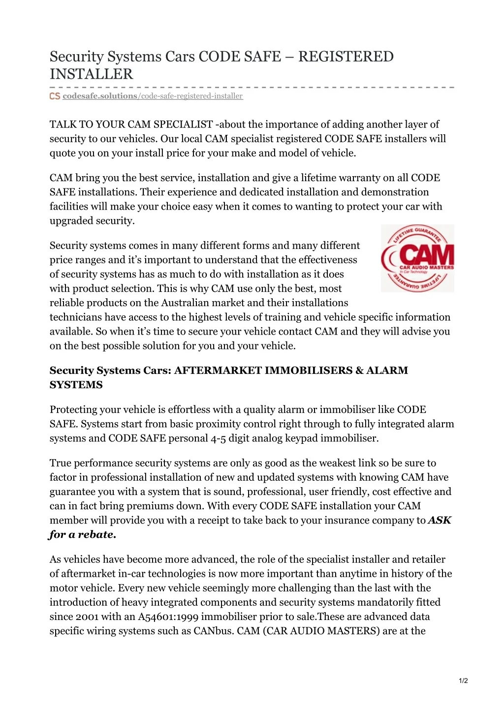 PPT - Security Systems Cars CODE SAFE - REGISTERED INSTALLER PowerPoint ...