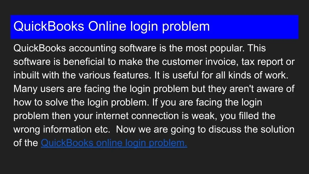 PPT - QuickBooks Online login problem PowerPoint Presentation, free ...