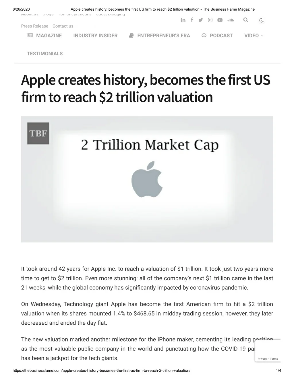PPT - Apple creates history, becomes the first US firm to reach $2 ...
