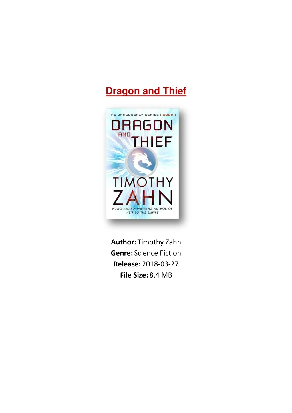 PPT - [PDF] Free Download Dragon and Thief By Timothy Zahn PowerPoint ...