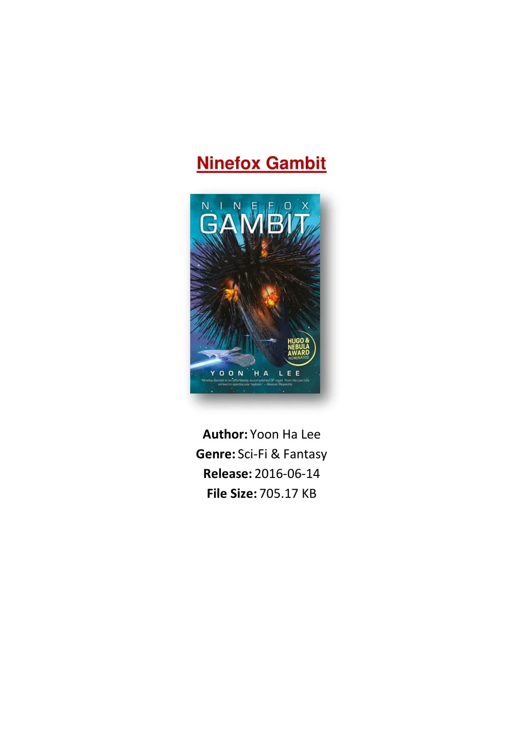 PPT - [PDF] Free Download Ninefox Gambit By Yoon Ha Lee PowerPoint Presentation - ID:10102587
