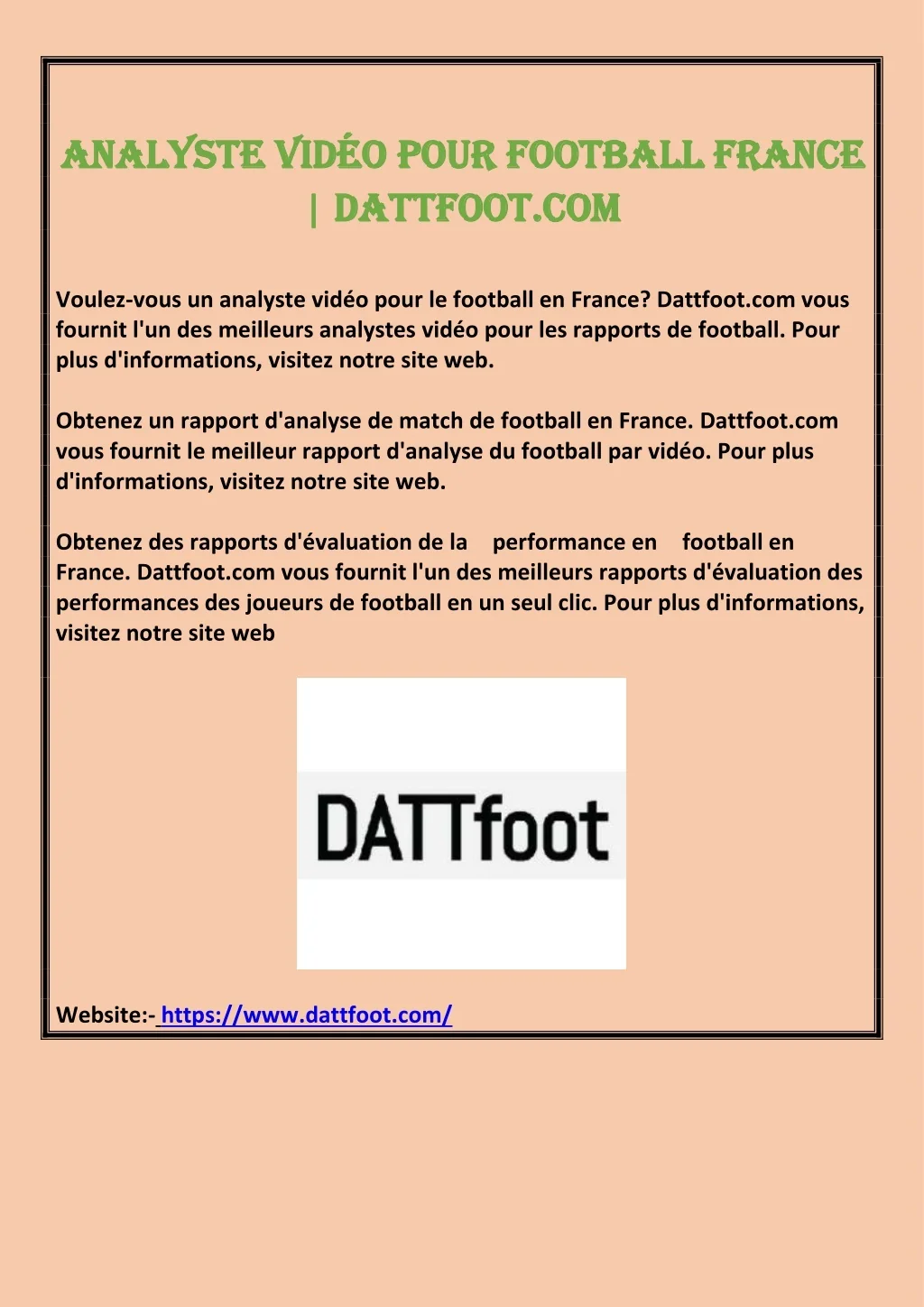 PPT - Analyste vidéo pour Football France | Dattfoot.com PowerPoint ...