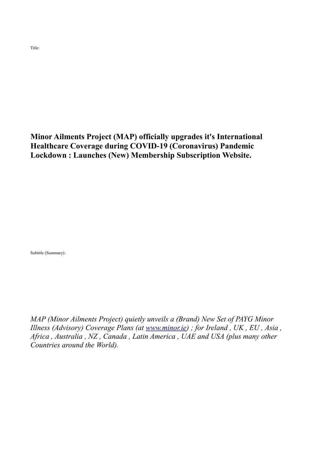 PPT - Minor Ailments Project (MAP) officially upgrades it's ...