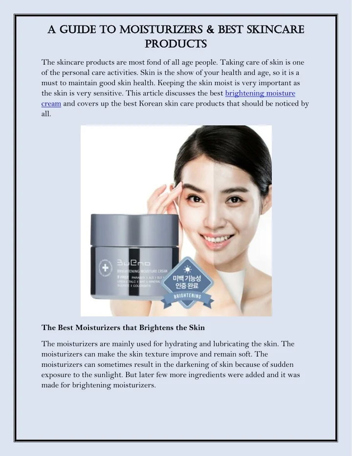 PPT - A Guide to Moisturizers & Best Skincare Products PowerPoint Presentation - ID:10183021
