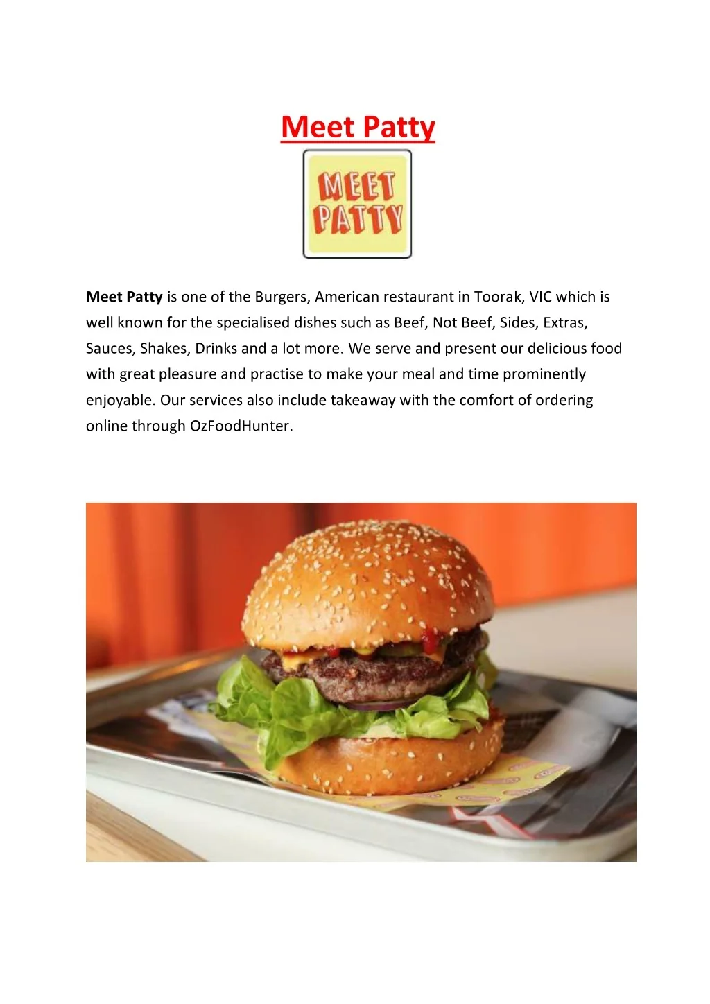 PPT - Meet Patty Menu – 5% Off – Burgers Takeaway Toorak, VIC ...