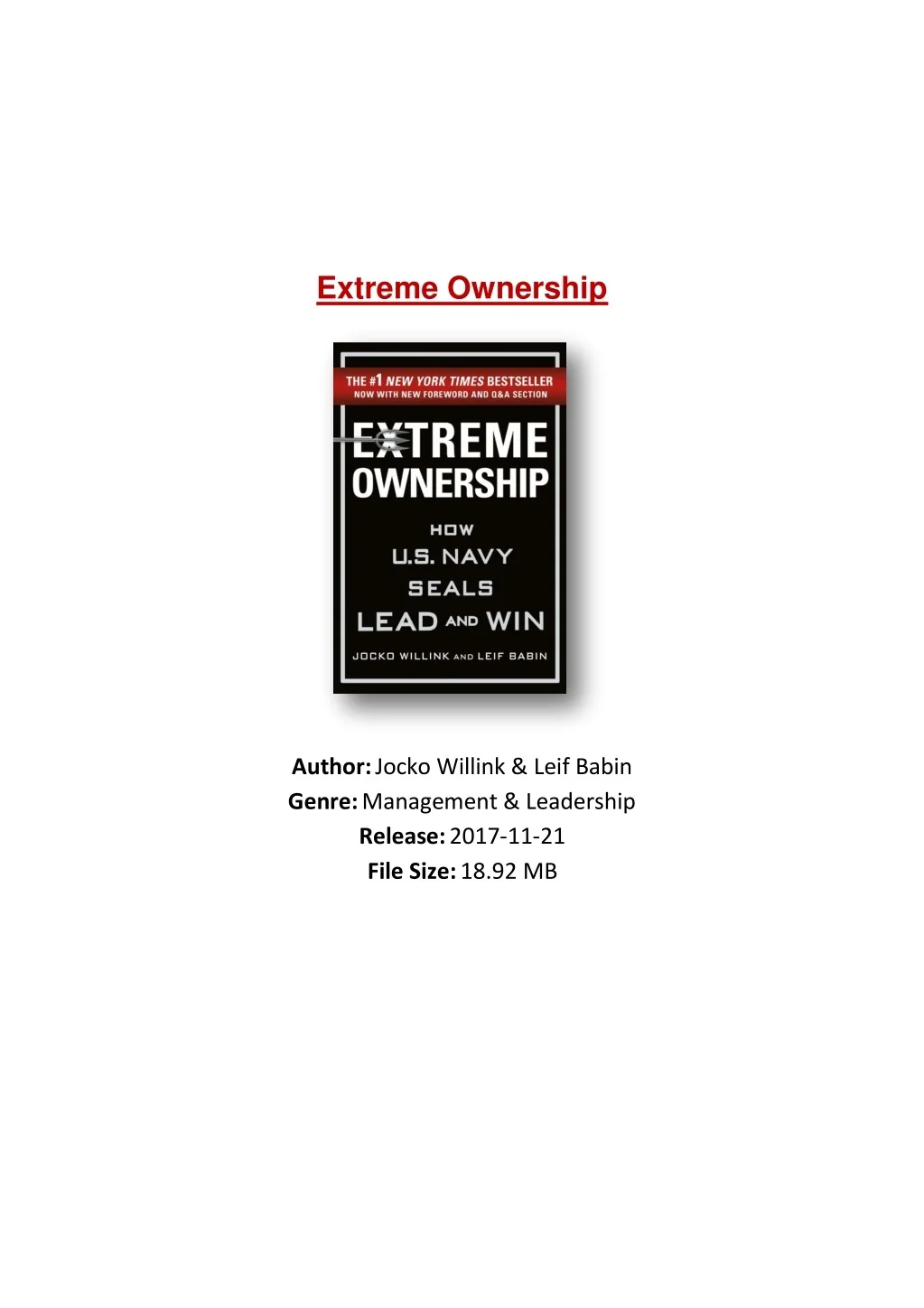 PPT - [PDF] Free Download Extreme Ownership By Jocko Willink & Leif ...