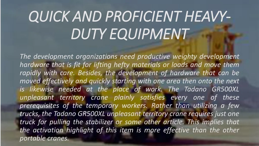 PPT - BENEFITS OF GR500XL CRANE PowerPoint Presentation, free download ...
