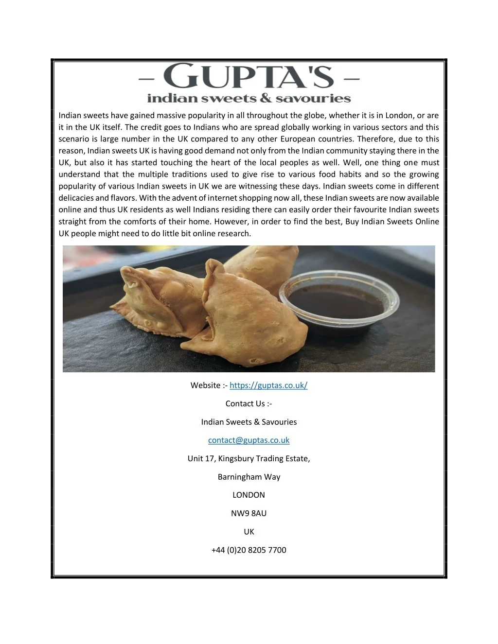 PPT - Indian Sweet Shop UK | Guptas.co.uk PowerPoint Presentation, free ...