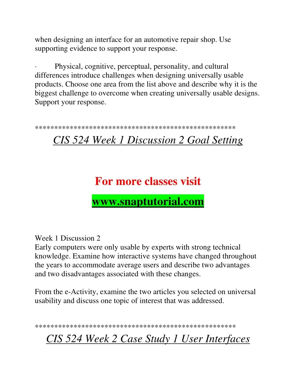 PPT - CIS 524 Enthusiastic Learning / snaptutorial.com PowerPoint Presentation - ID:10303379