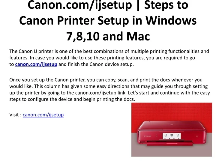 PPT - Canon.com/ijsetup | Steps to Download and Install Drivers or ...