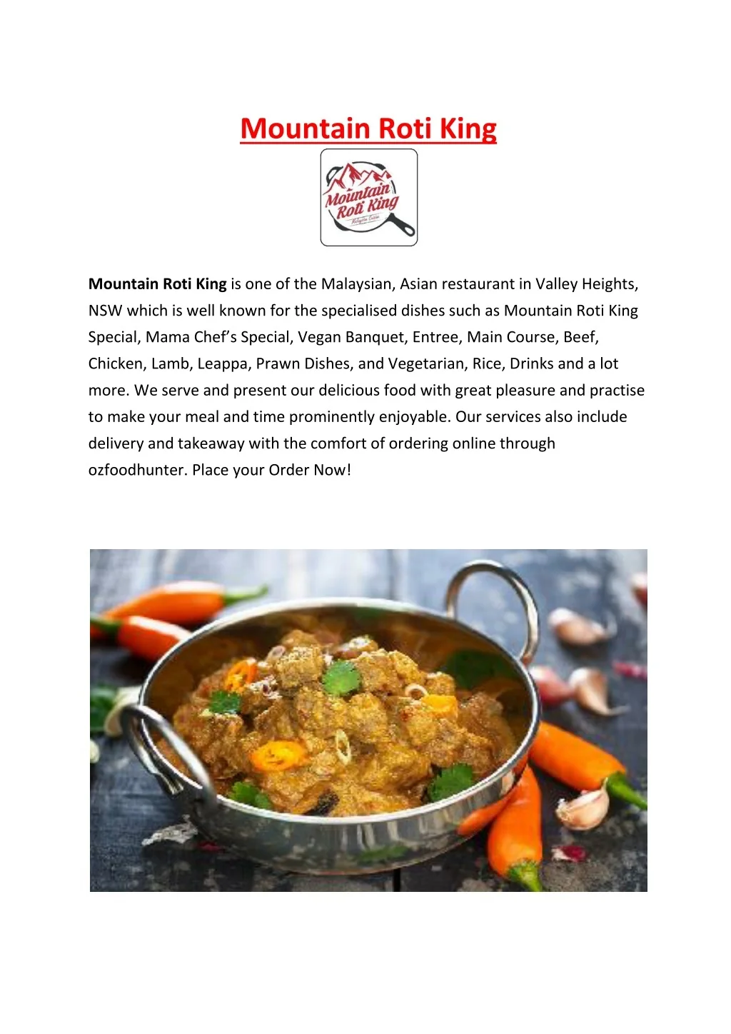 PPT - 5% Off- Mountain Roti King Cuisines Valley Heights, NSW ...