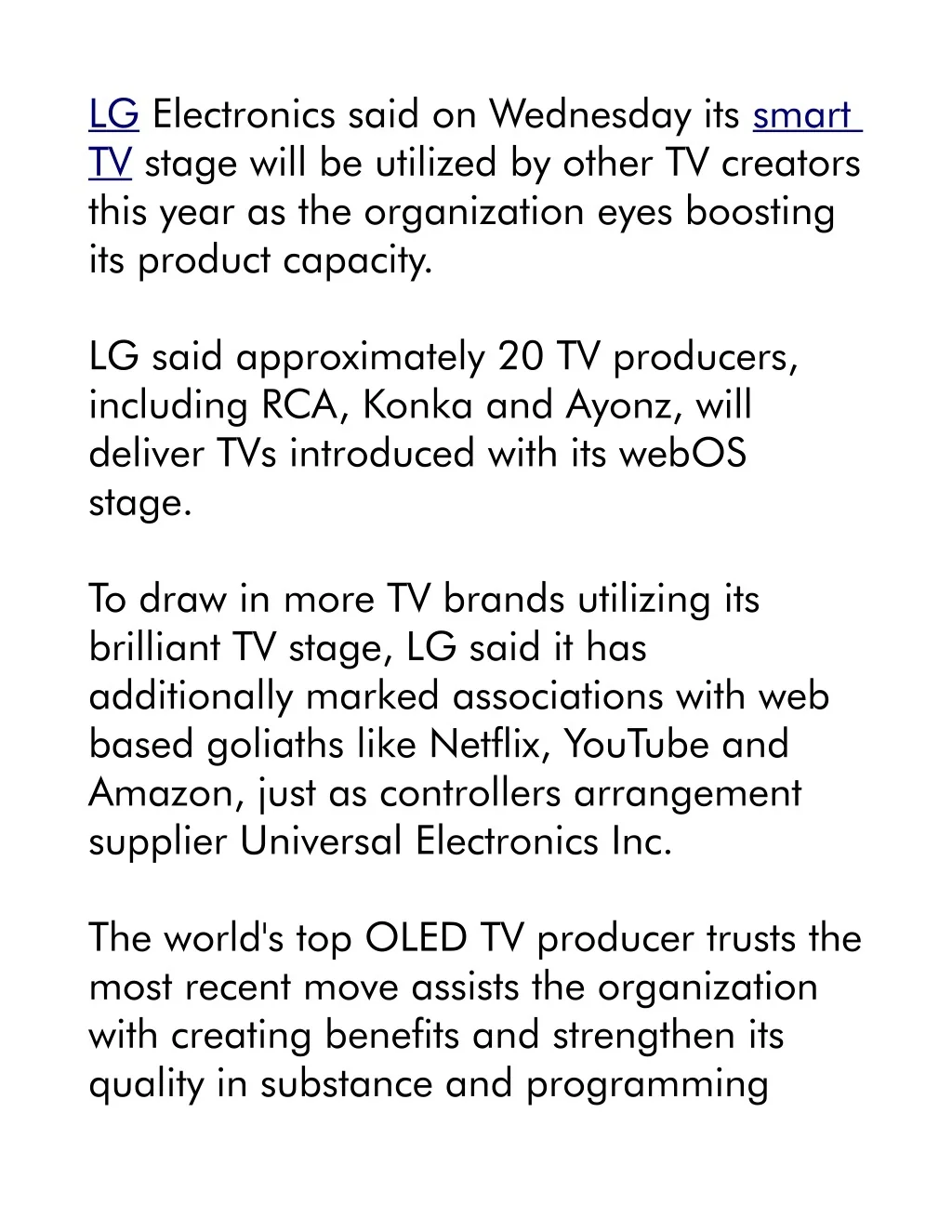 PPT - LG Electronics Said on Wednesday Allow Other Companies to Use Its ...