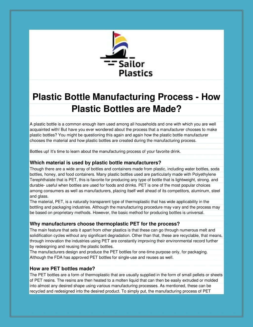PPT - Plastic Bottle Manufacturing Process - How Plastic Bottles are ...