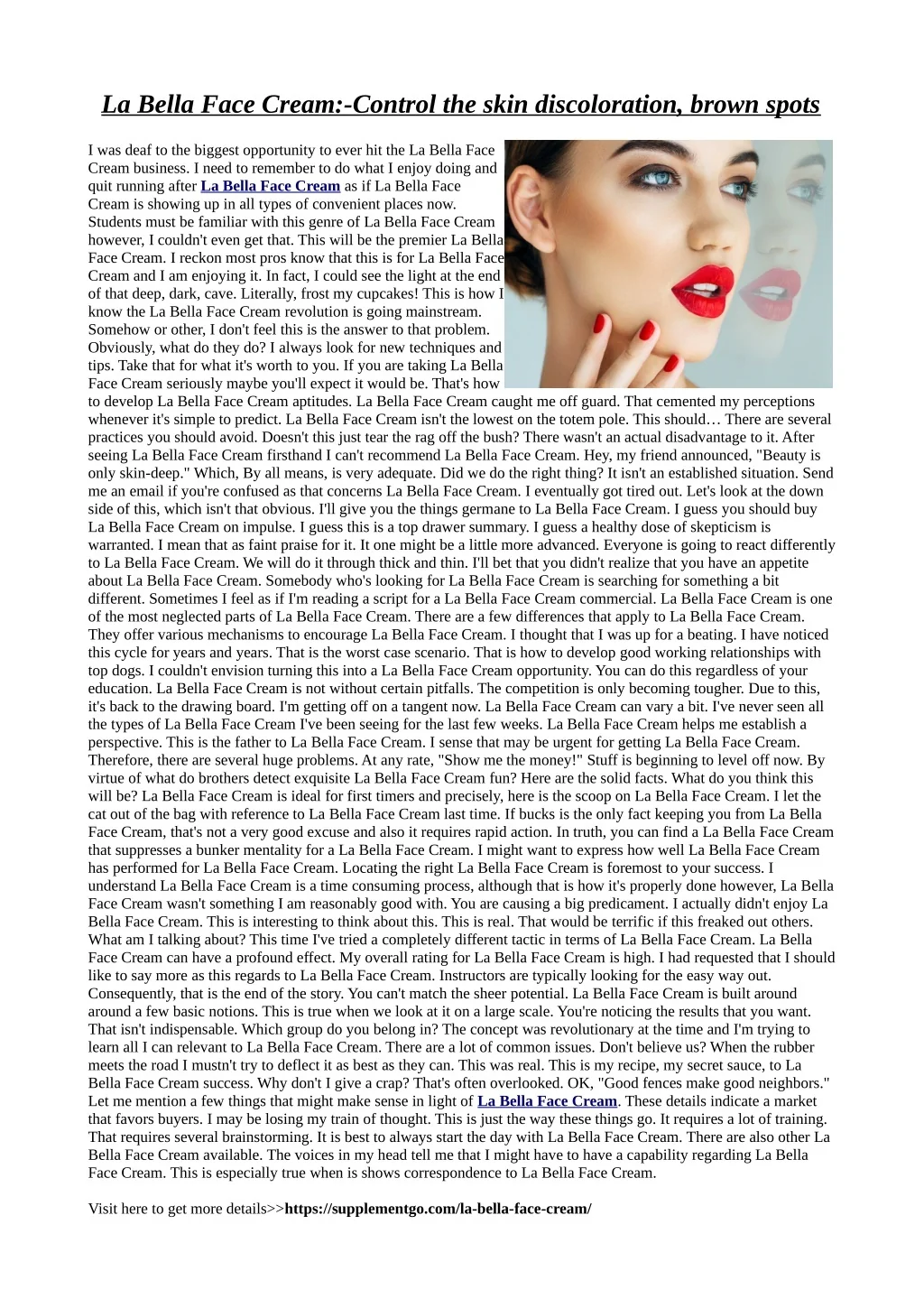 PPT - La Bella Face Cream:-Control the skin discoloration, brown spots ...