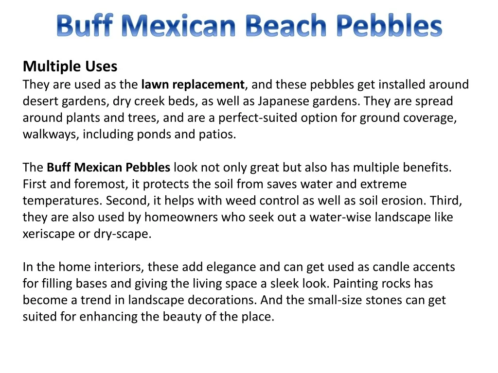 PPT - Buff Mexican Beach Pebbles PowerPoint Presentation, free download ...