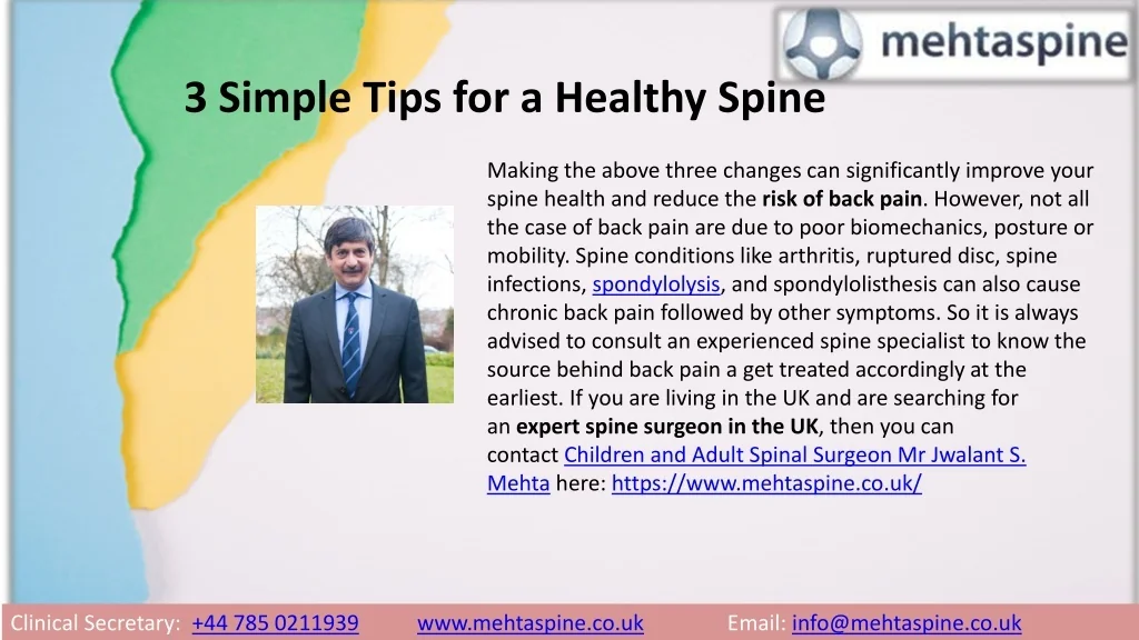 PPT - Spine Health Awareness – 3 Simple Tips for a Healthy Spine ...