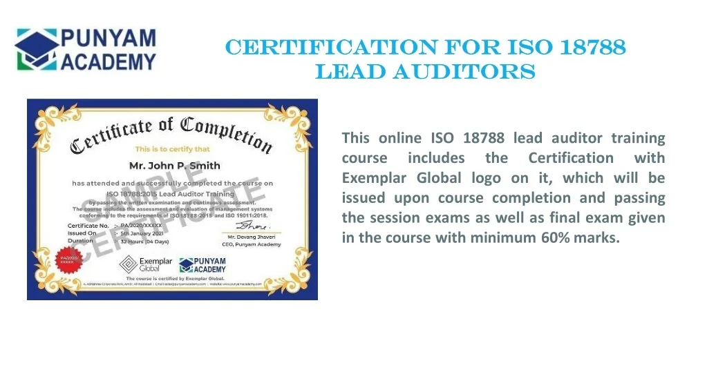 PPT - Exemplar Global certified ISO 18788:2015 Lead Auditor Training ...