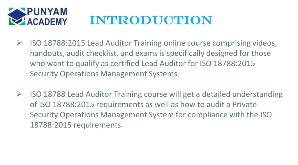 PPT - Exemplar Global certified ISO 18788:2015 Lead Auditor Training ...