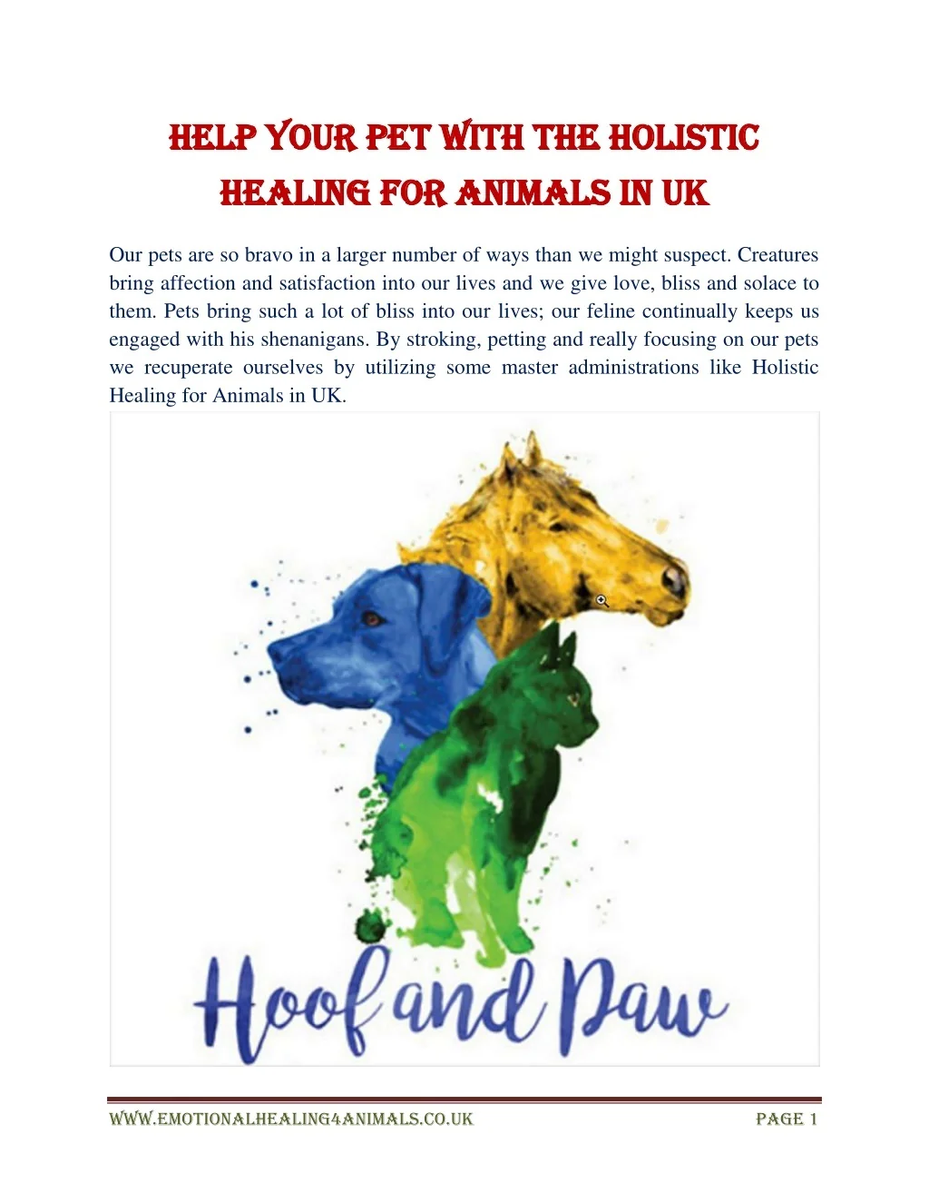 PPT - Help your pet with the Holistic Healing for Animals in UK ...
