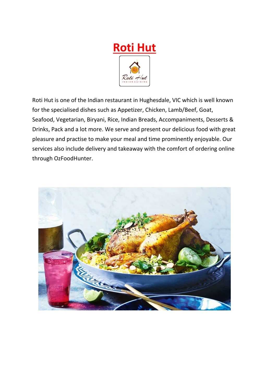 PPT - 5% off - Roti Hut Indian food Restaurant Menu Hughesdale, VIC ...