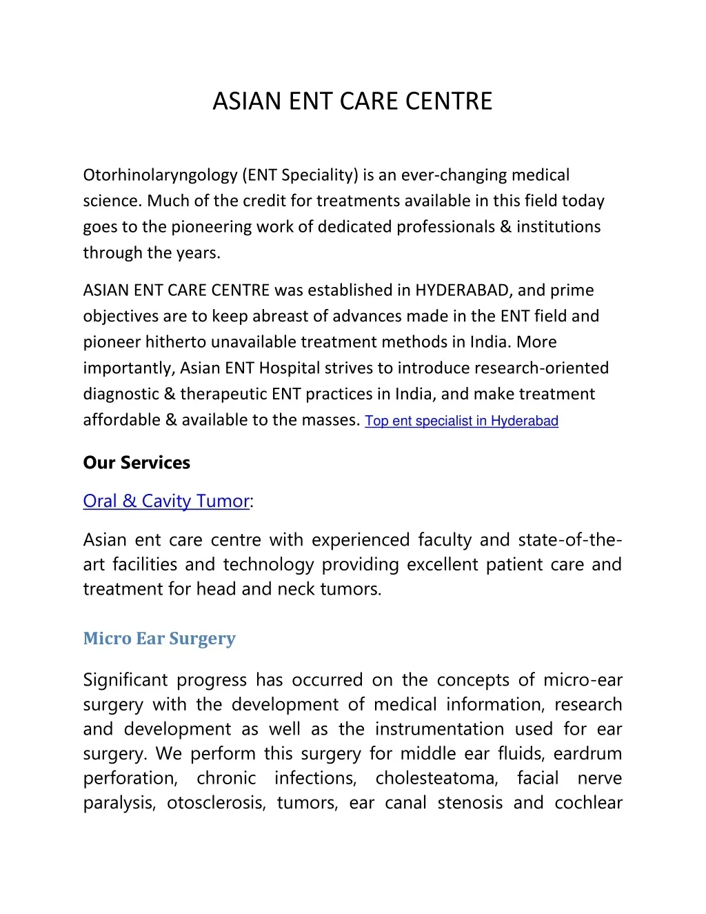 PPT - Best ENT Doctor in Hyderabad | Asian ENT Care Centre PowerPoint ...