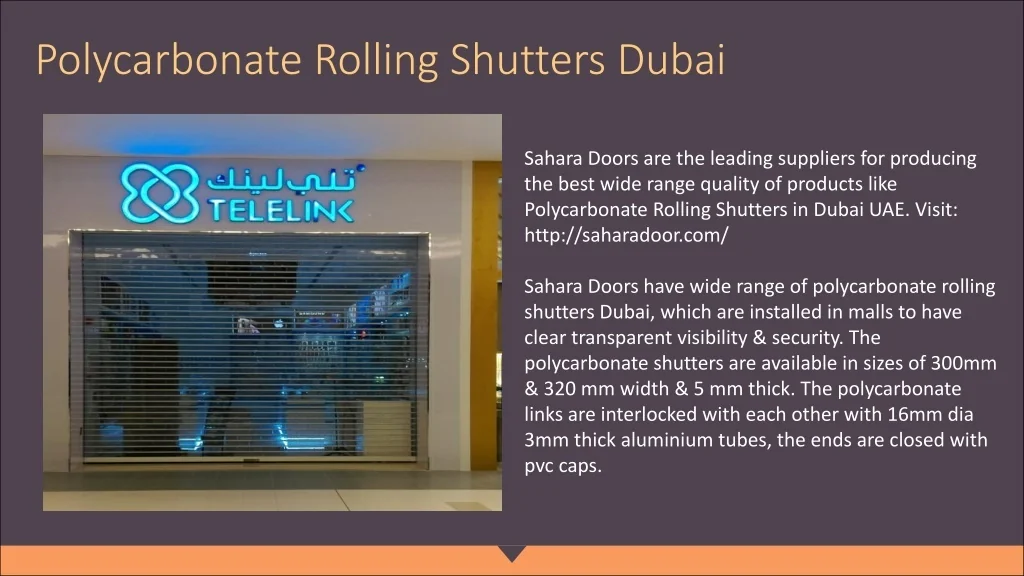 PPT - Rolling Shutters Dubai | Aluminum Rolling Shutters UAE PowerPoint Presentation - ID:10413758