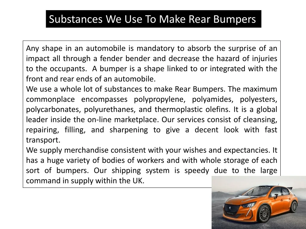 PPT - Buy Aftermarket Front And Rear Bumpers Online In UK PowerPoint ...