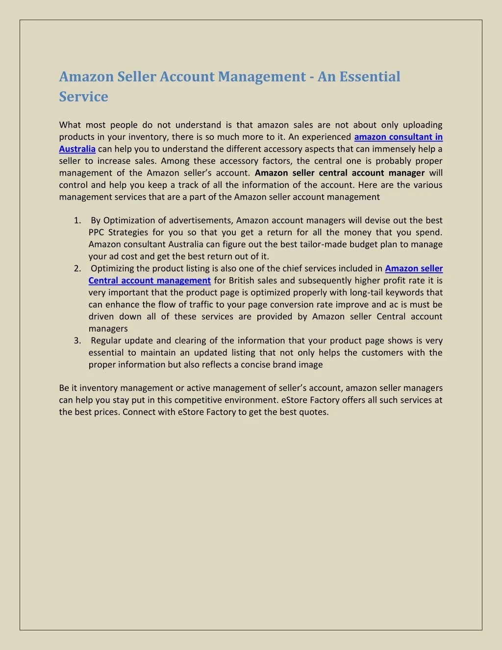 PPT - Amazon Seller Account Management - An Essential Service ...