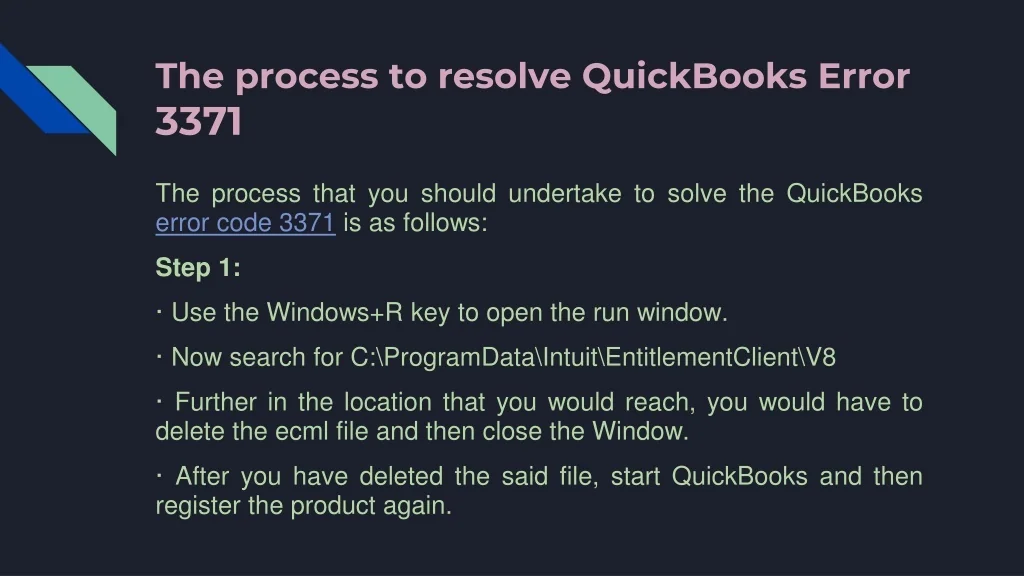 PPT - HOW TO FIX QUICKBOOKS ERROR 3371 PowerPoint Presentation, free ...