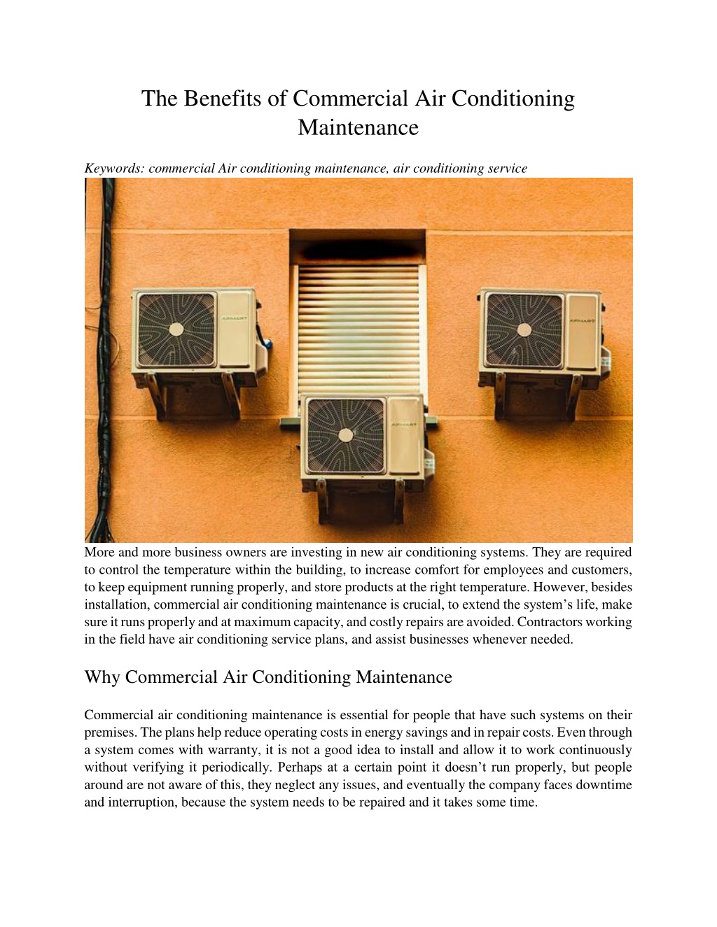 Ppt The Benefits Of Commercial Air Conditioning Maintenance