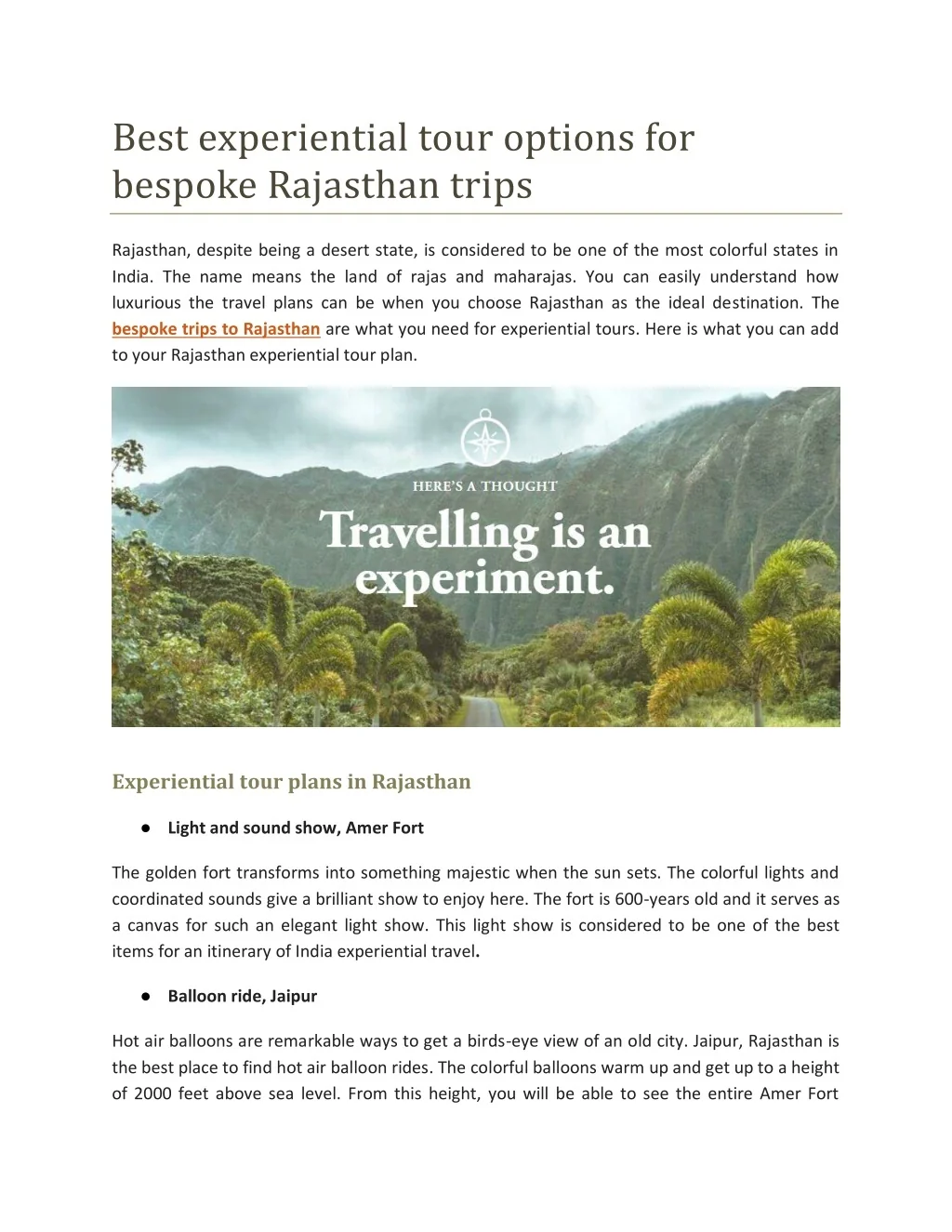 PPT - Best experiential tour options for bespoke Rajasthan trips ...