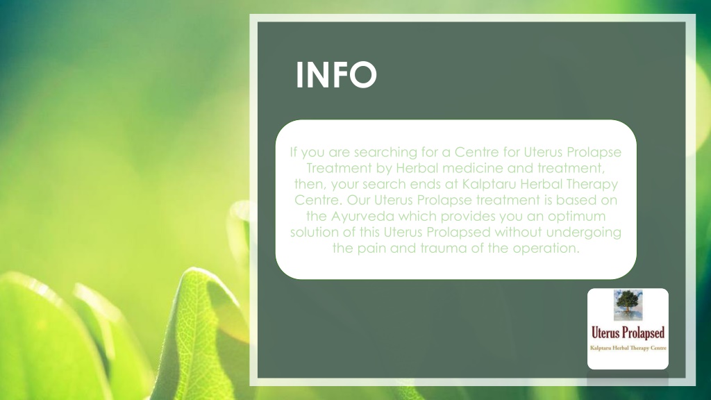 Ppt Herbal Treatment Of Uterus Prolapsed Powerpoint Presentation