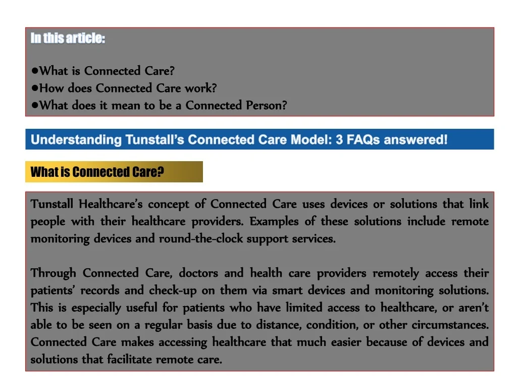 PPT - Tunstall Healthcare’s Connected Care: Here’s What It’s All About ...