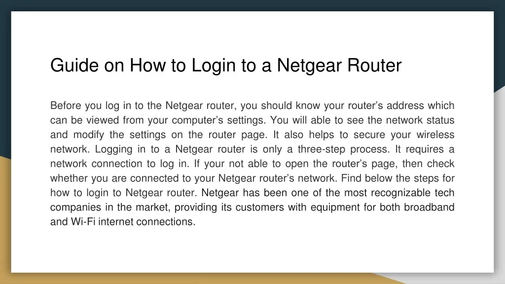 PPT - Guide on How to Login to a Netgear Router PowerPoint Presentation ...