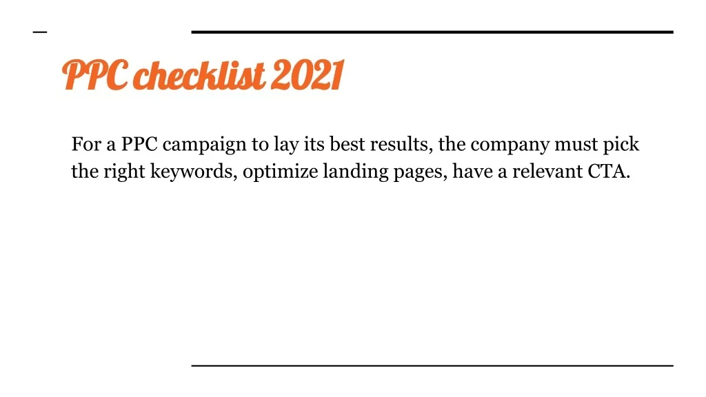 PPT - Services Checklist for Startups at PPC Campaign Management Trends ...