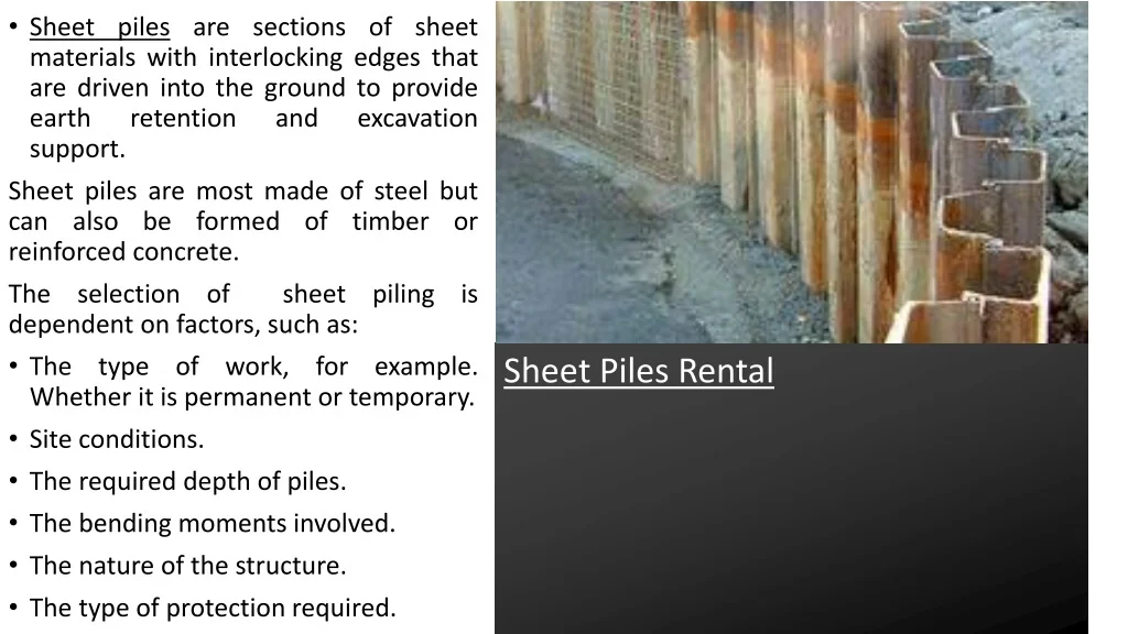 PPT - Steel Sheet Piles Retal Rates Should You Buy or Rent PowerPoint ...