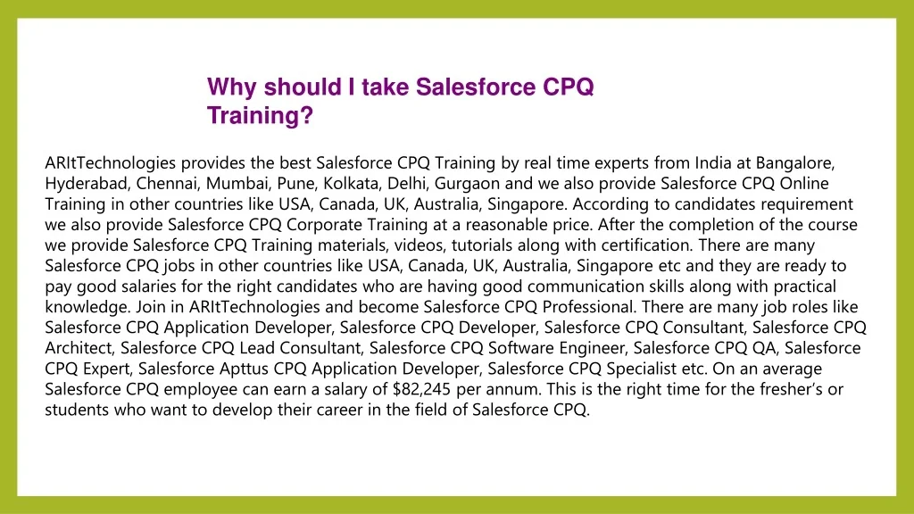 PPT - "Salesforce CPQ Training | Salesforce CPQ Online Training-ARIT ...