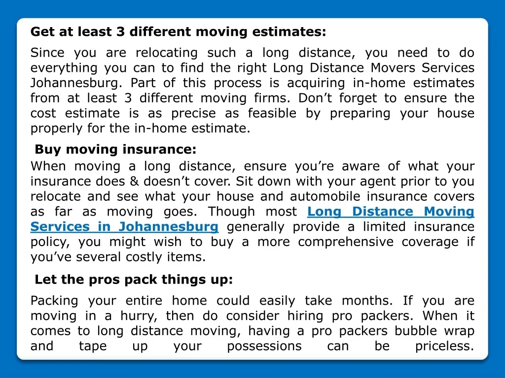 PPT - The Best Long Distance Moving Tips Revealed PowerPoint ...
