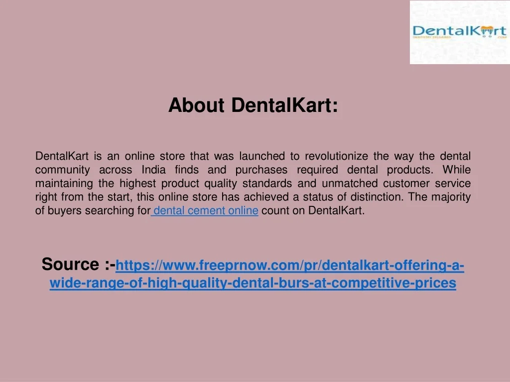 PPT - DentalKart Offering A Wide Range of High-Quality Dental Burs At ...