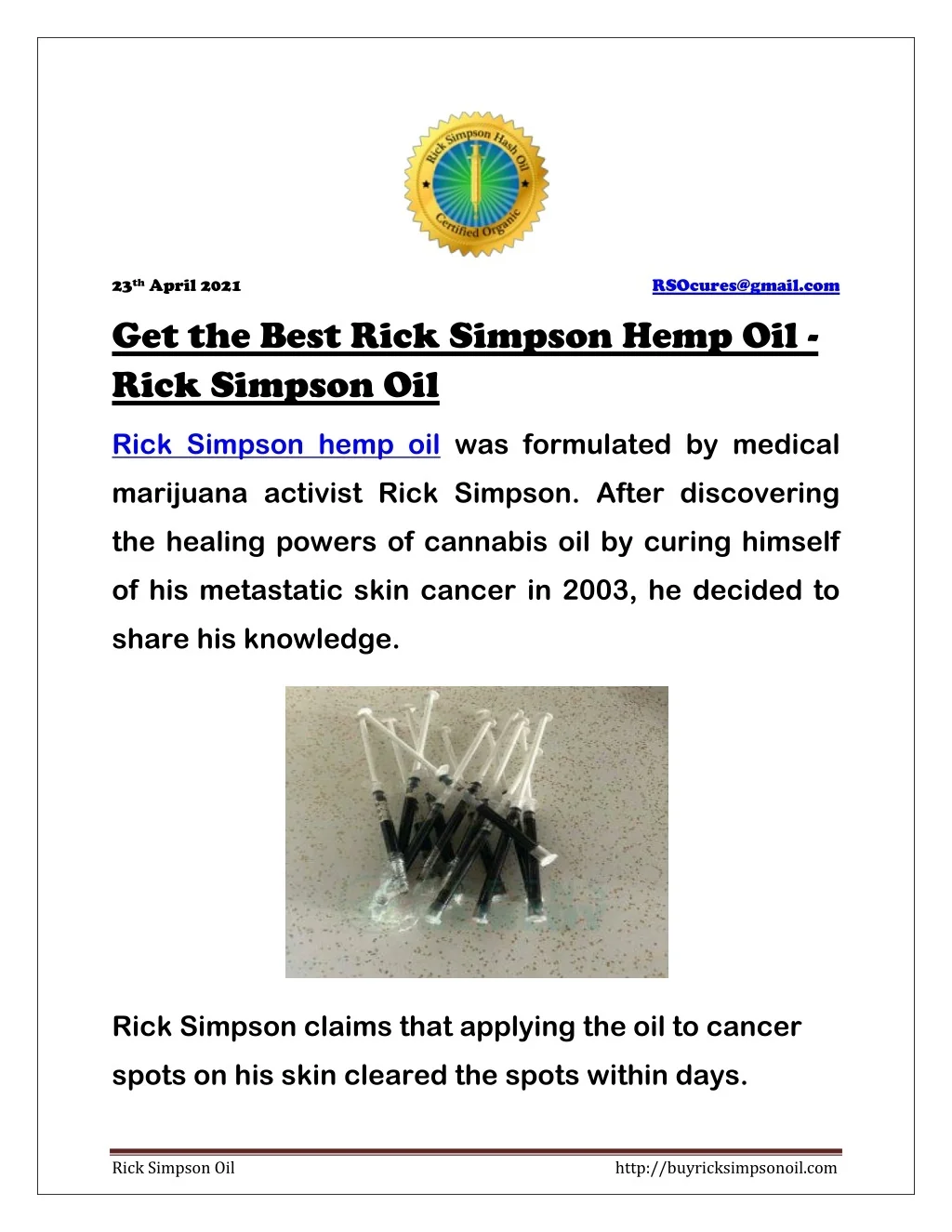 PPT - Get the Best Rick Simpson Hemp Oil - Rick Simpson Oil PowerPoint ...