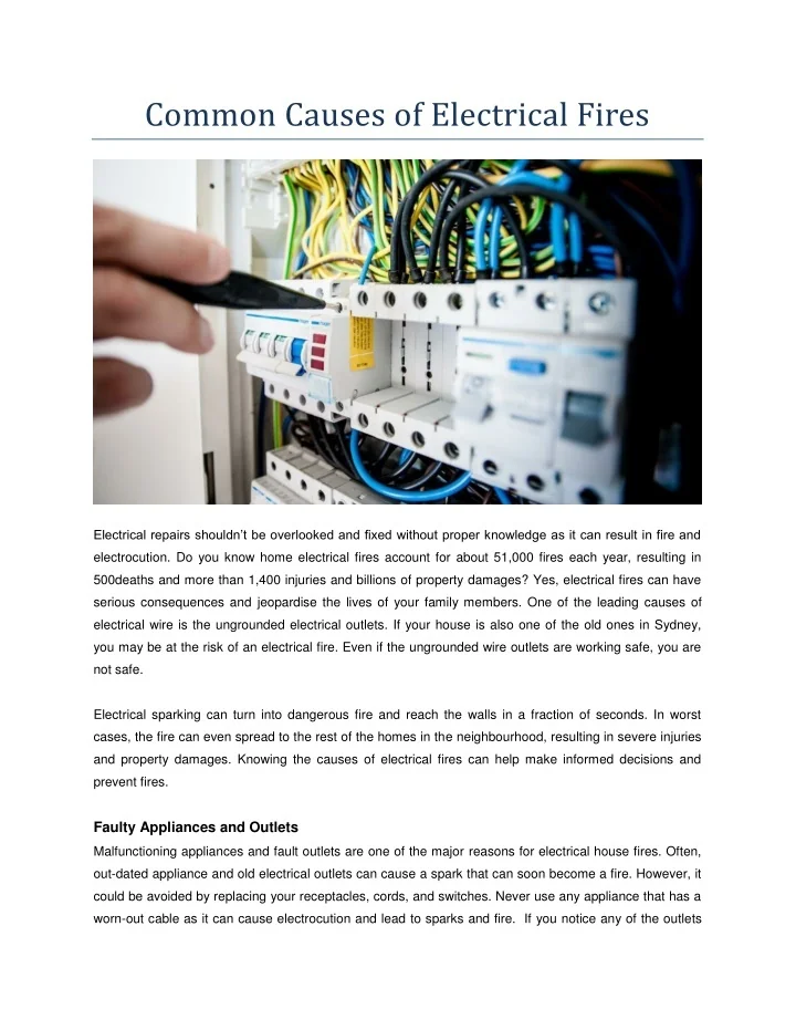 PPT - Common Causes of Electrical Fires PowerPoint Presentation, free ...
