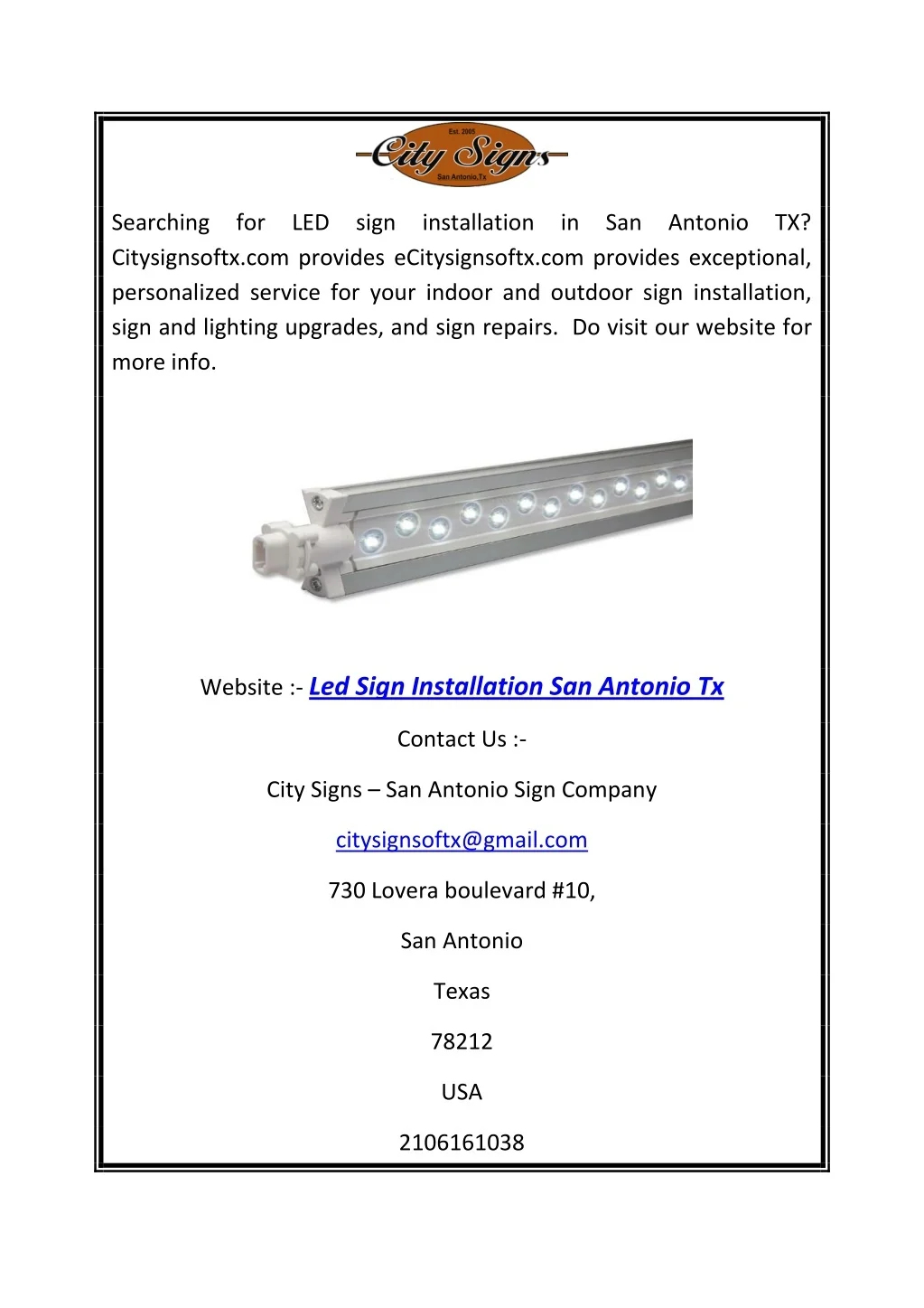 PPT - Led Sign Installation San Antonio Tx | Citysignsoftx.com ...