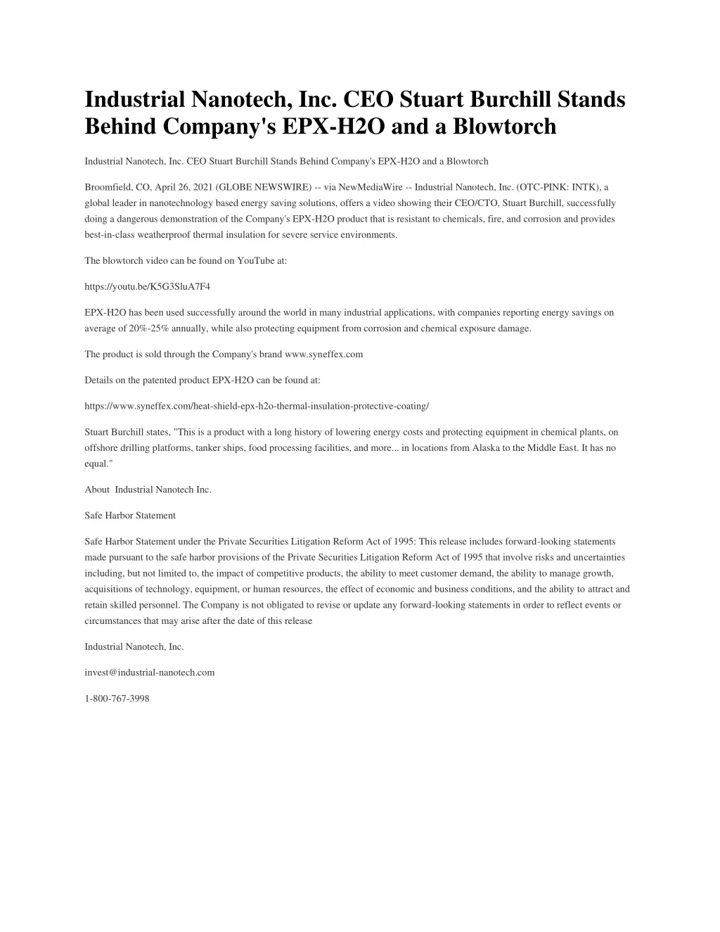 PPT - Industrial Nanotech Inc. Behinds Company Blowfire PowerPoint ...