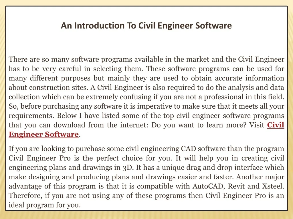 PPT - Civil Engineer Software PowerPoint Presentation, free download ...