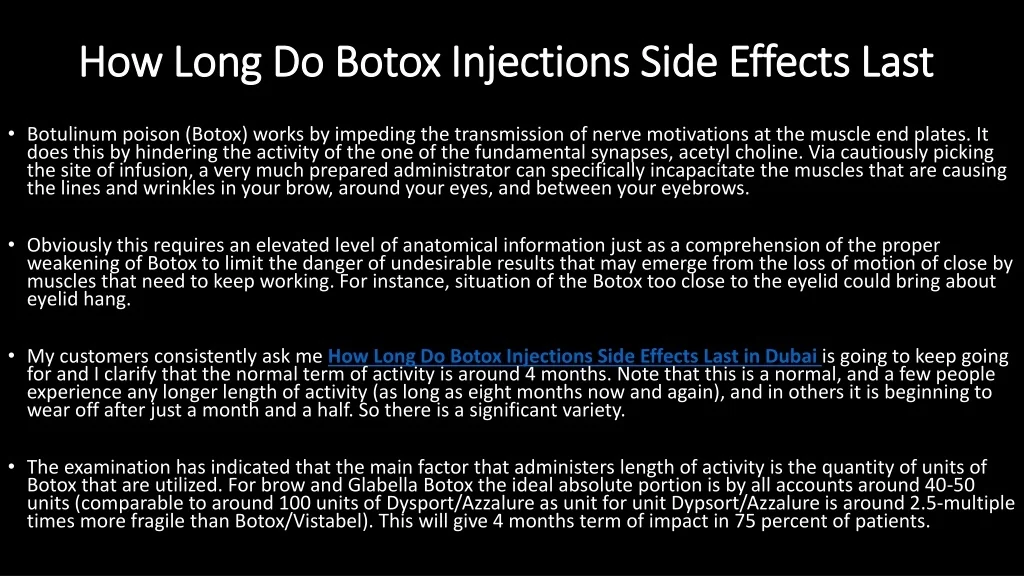 PPT - How Long Do Botox Injections Side Effects Last Dubai & Sharjah ...