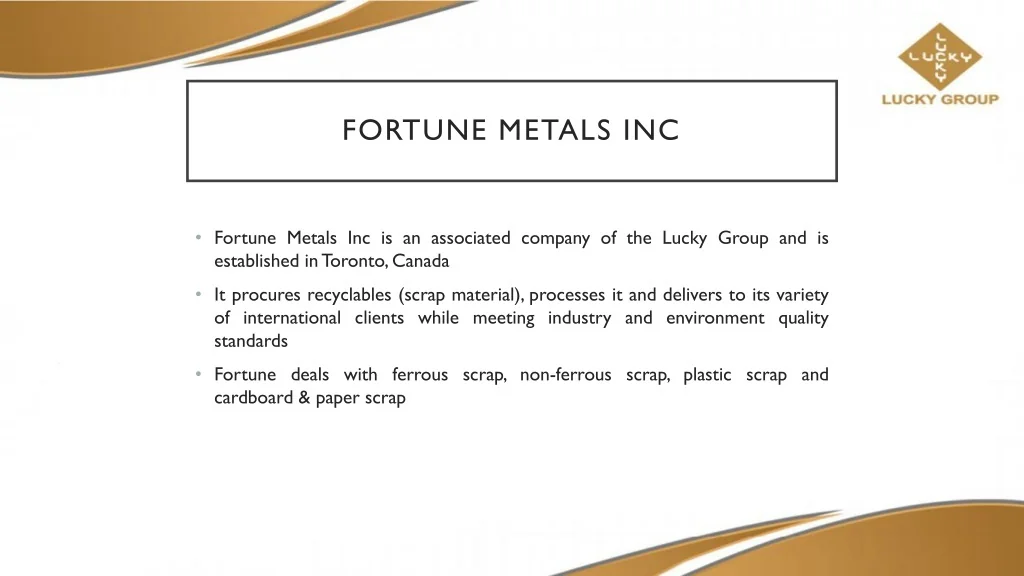 PPT - Lucky Group - Metal Recycling & Alloy Manufacturing Company in ...
