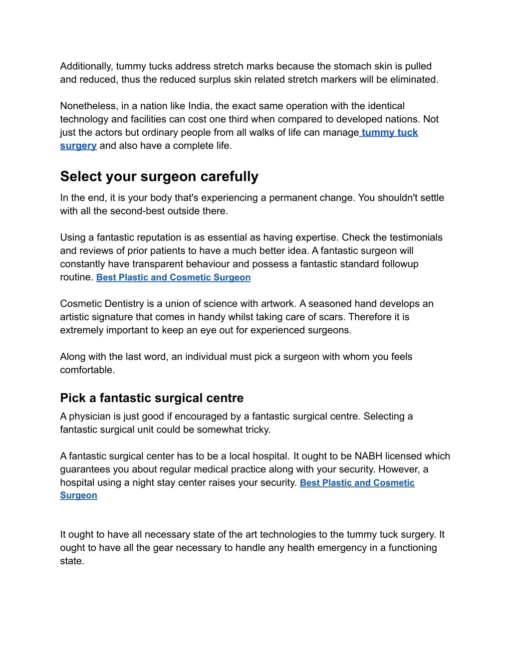 PPT - tummy Tuck Cosmos Care Hospital PowerPoint Presentation, free ...