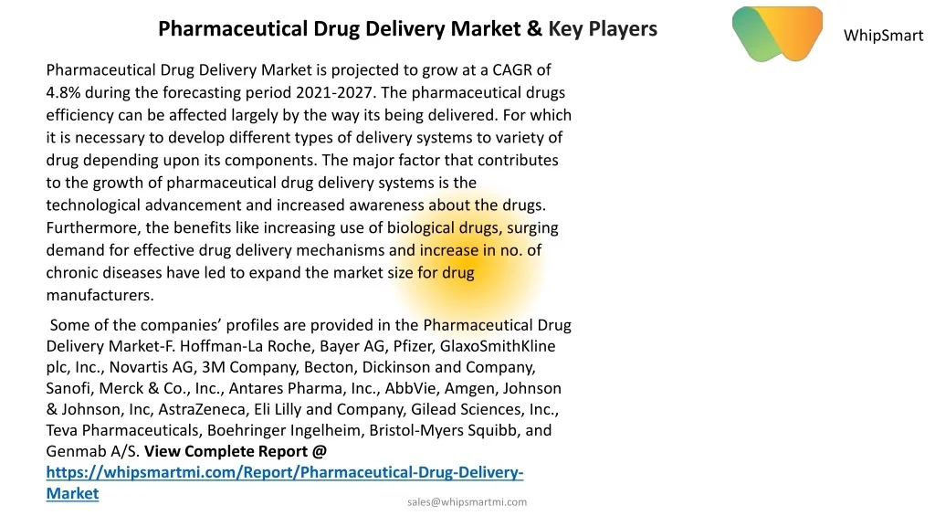 PPT - Pharmaceutical Drug Delivery Market PowerPoint Presentation, free ...