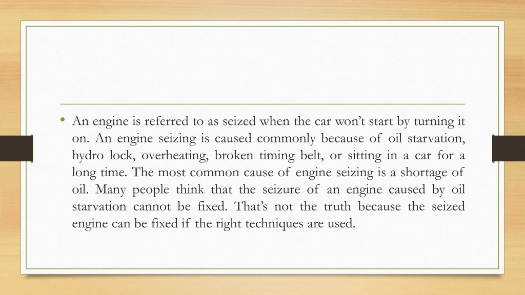 PPT - How To Fix An Engine That Seized Because Of No Oil? PowerPoint ...