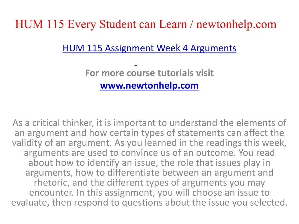 PPT - HUM 115 Every Student can Learn / newtonhelp.com PowerPoint Presentation - ID:10571083